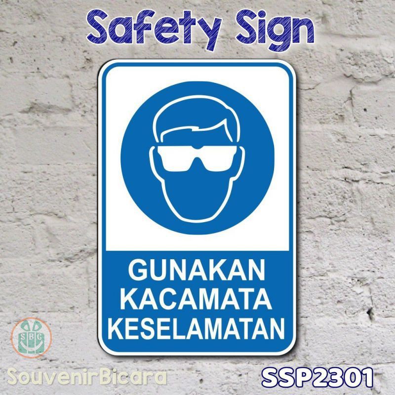 Jual Custom Safety Sign Label Rambu Petunjuk K3 EESH - Gunakan Kacamata ...