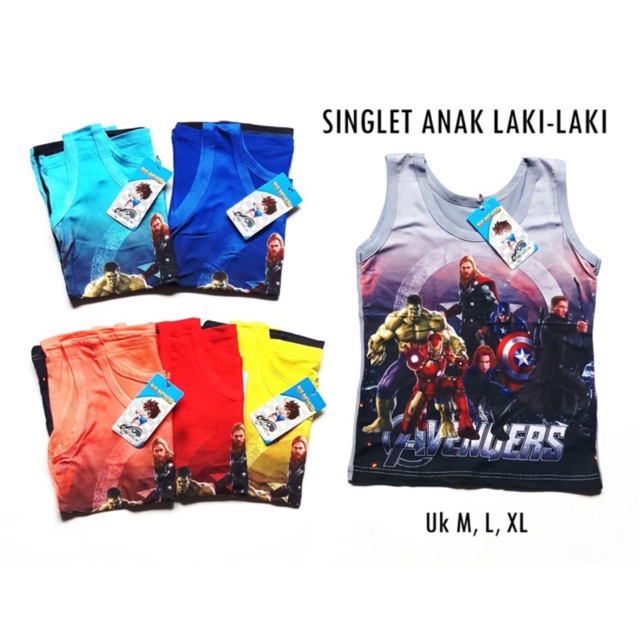 Jual 3 PCS NANOKID| 3 SINGLET ANAK COWOK AVENGERS / KAOS DALAM ANAK ...
