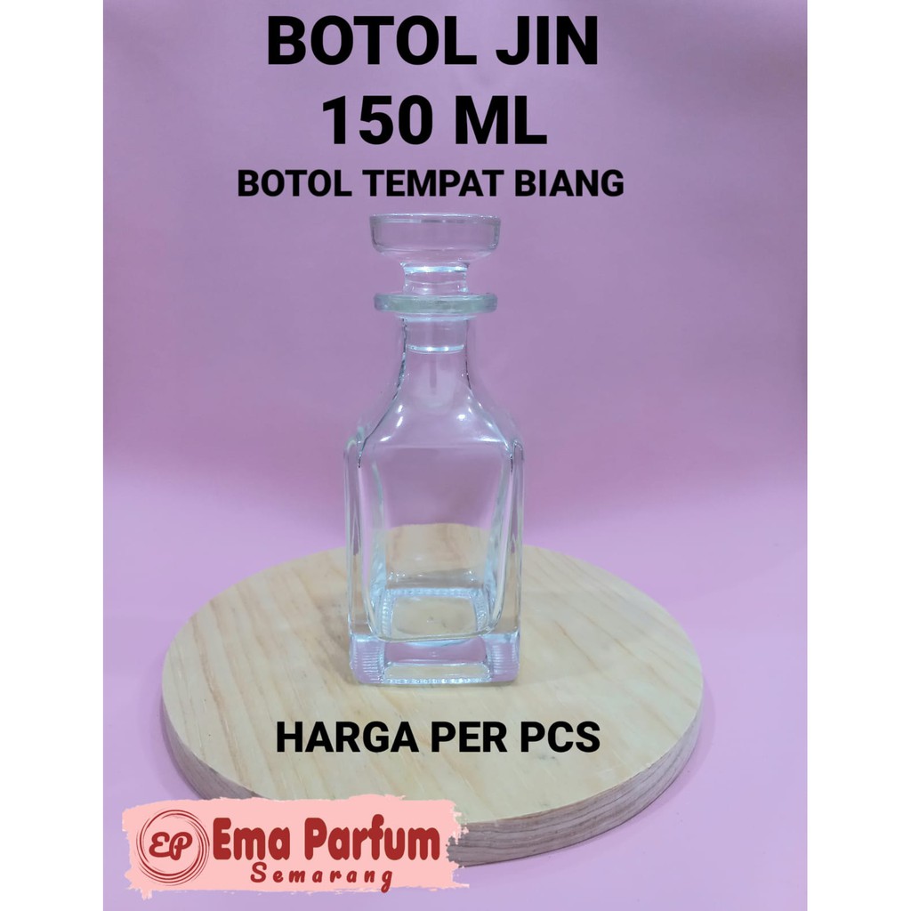 Jual (GROSIR) BOTOL JIN 150 ML PERBIJI. BOTOL KACA UNTUK BIBIT PARFUM ...