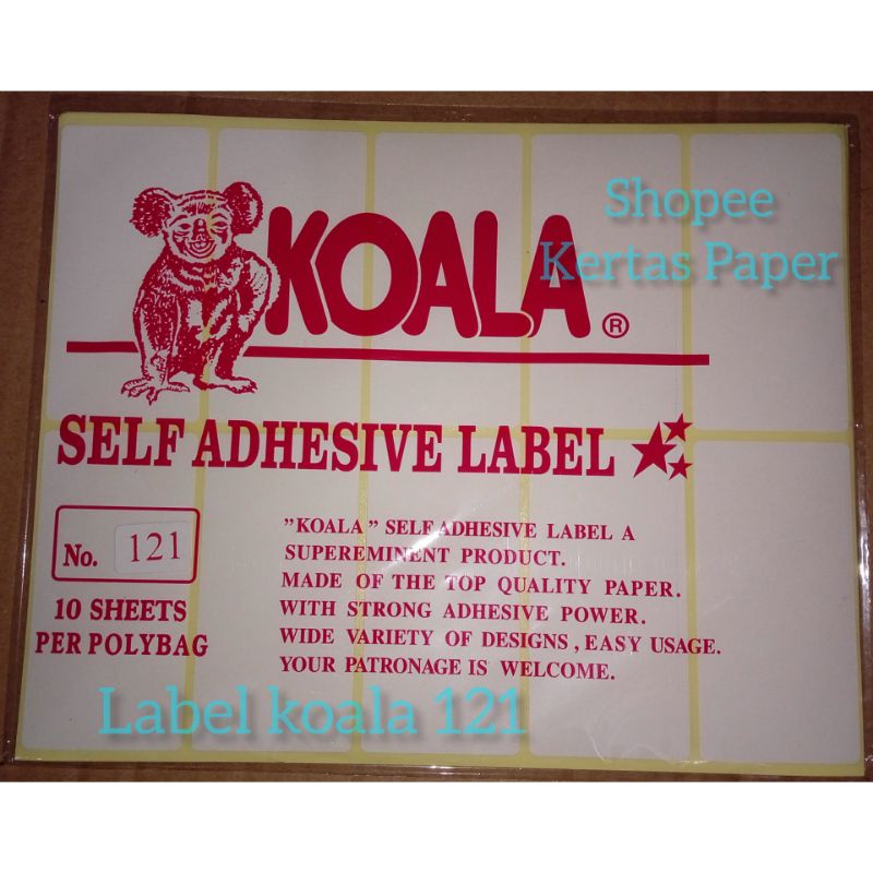 Jual Label 121 self Adhesive label nama Sticker Koala stiker nama ...