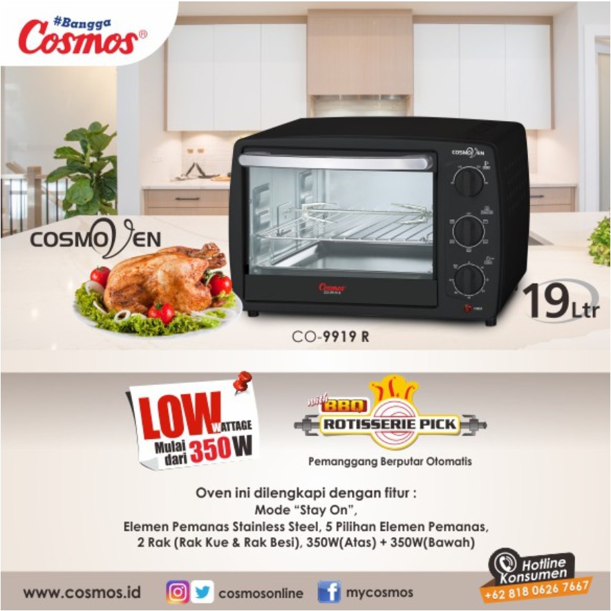 Jual Oven Listrik Cosmos Kapasitas 19 Liter CO-9919 R / CO9919R / CO ...
