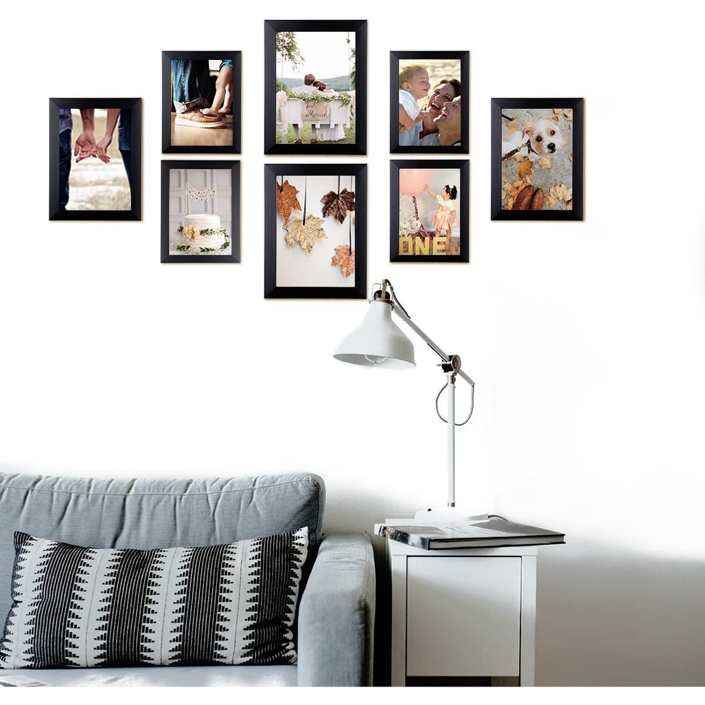 Jual Dekorasi Dinding Wall Frame Foto Set 8 Item Black & White | Shopee ...