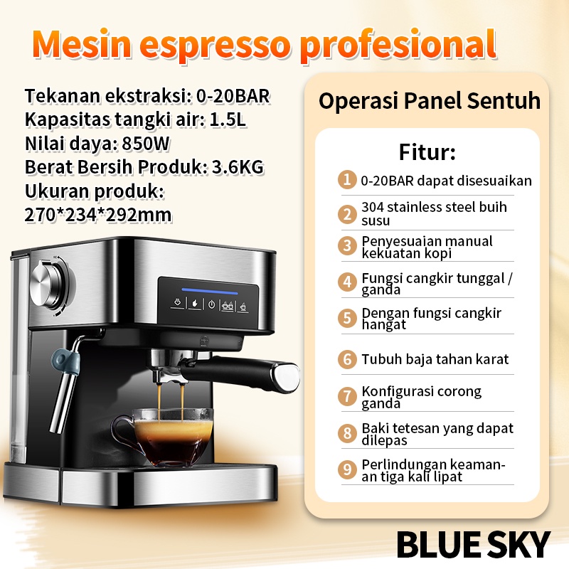 Jual BLUE SKY Mesin Kopi Espresso /Espresso Machine / Coffe Machine 1.5 Liter | Shopee Indonesia