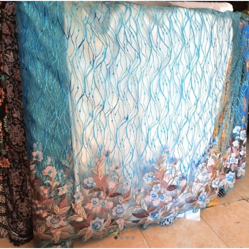 Jual MURAH!!! Kain Tile brokat AKAR BUNGA 2.80 meter gamis kebaya baju ...