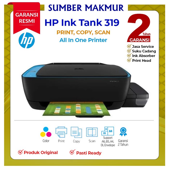 Jual HP Ink Tank 319 All In One Printer (Print, Scan, Copy) | Shopee ...