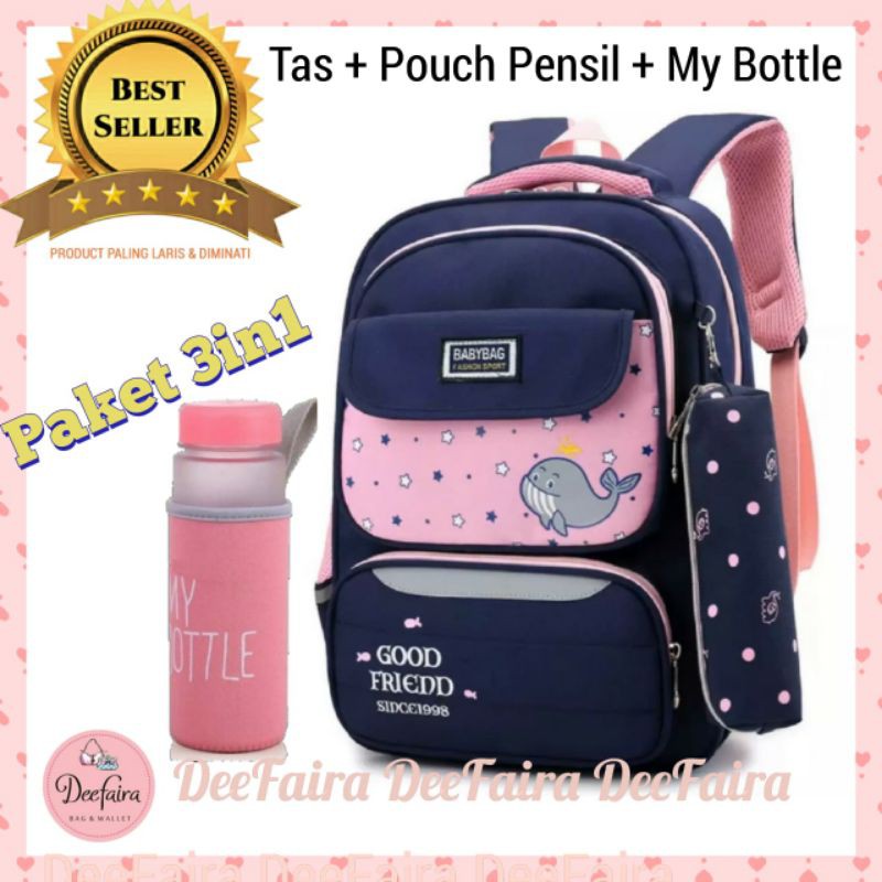 Jual Tas Sekolah Anak Perempuan Tas Wanita Set Botol Minum dan Tempat Pensil | Shopee Indonesia