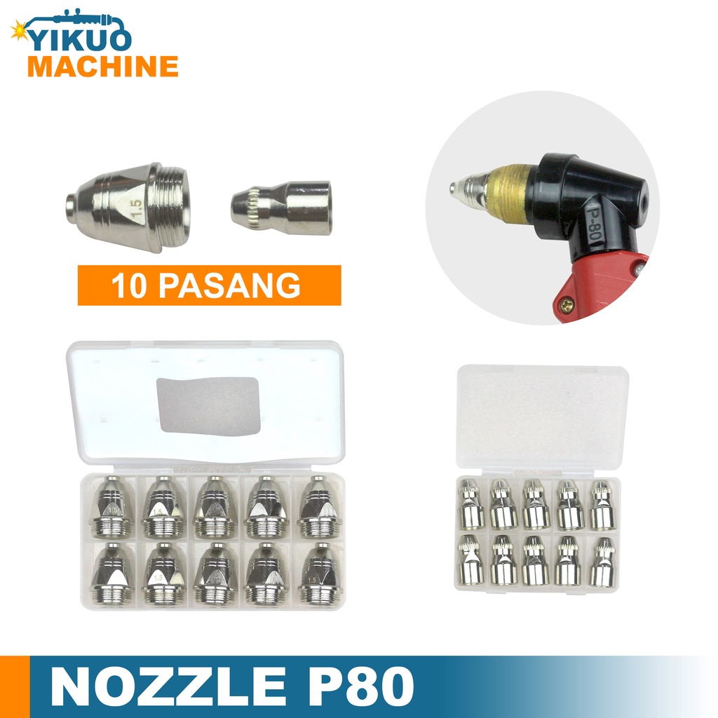 Jual NOZZLE P80 / 10 PASANG NOZZLE NOSEL ELECTRODE SILVER PLASMA CUT ...