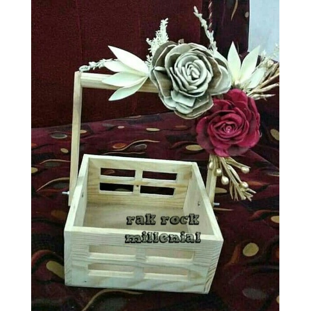 Jual Wooden Box Carrier 25x25x14 Keranjang Kayu Keranjang Buah ...