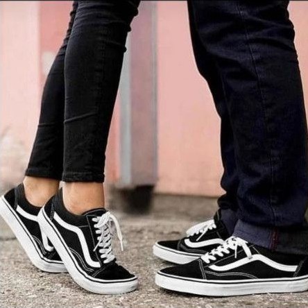 Jual sepatu sneakers wanita pria sepatu couple pasangan oldschool hitam ...