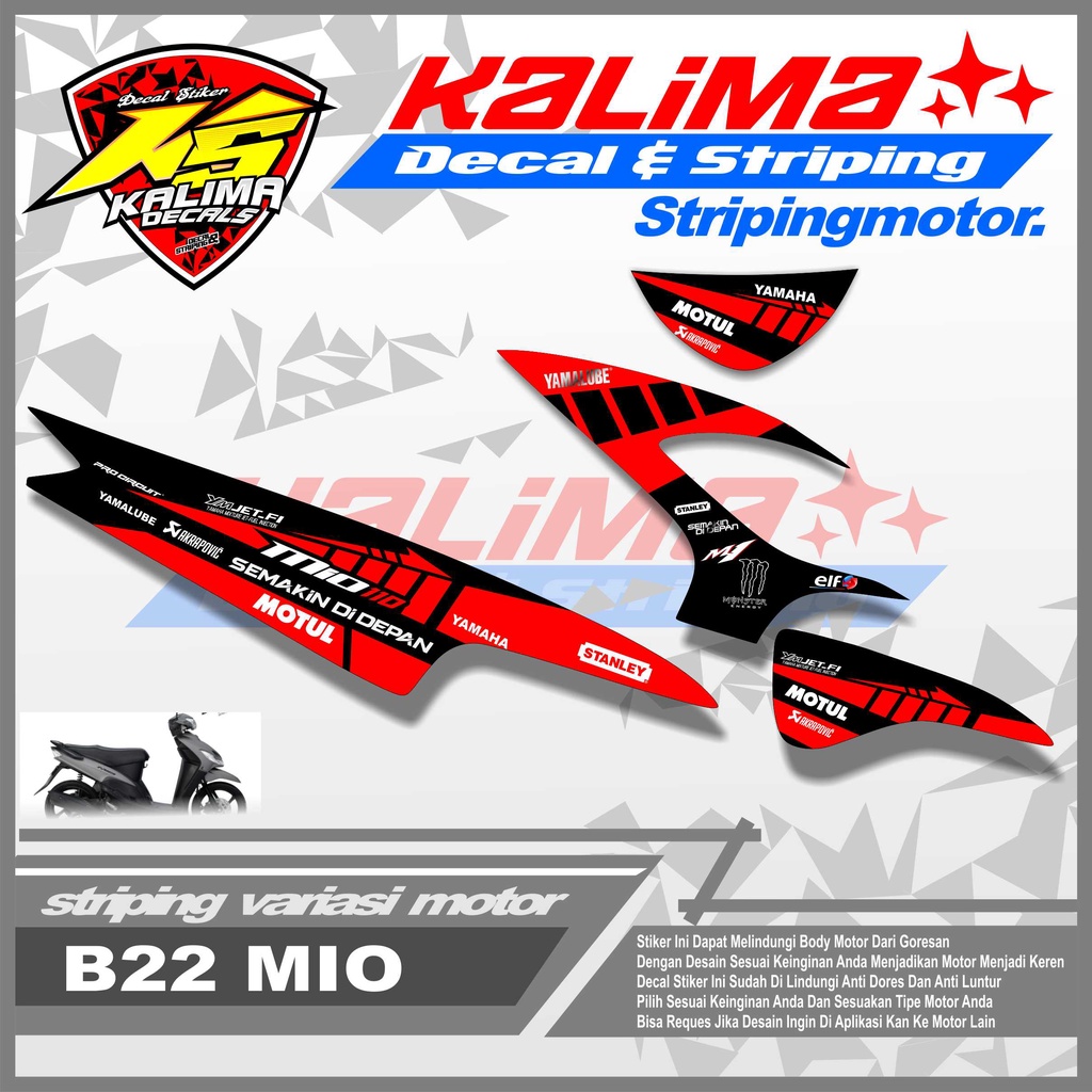 Jual Stiker Striping Mio 110 Smile/Sporty motif racing/STRIPING ...