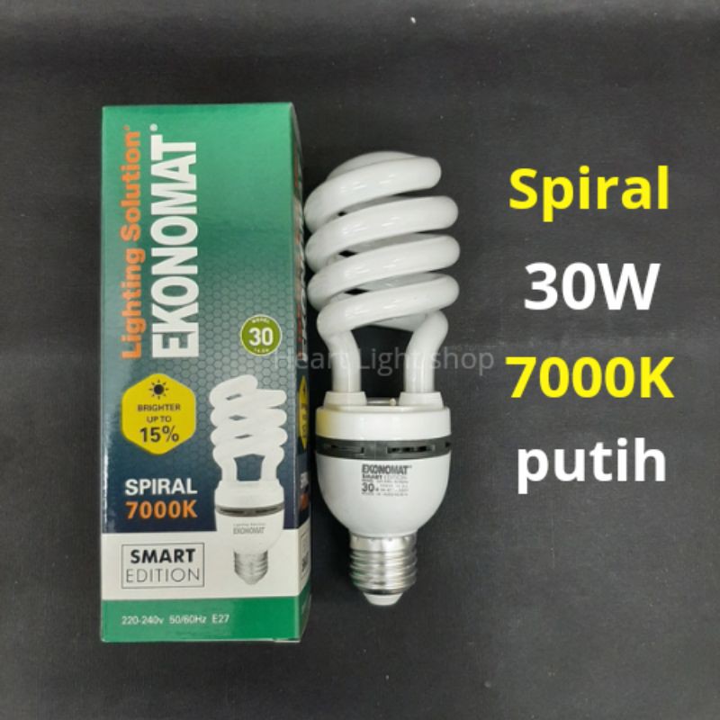 Jual Lampu ekonomat spiral model 30w putih daylight/lampu ulir 30w putih/ekonomat spiral 30w ...