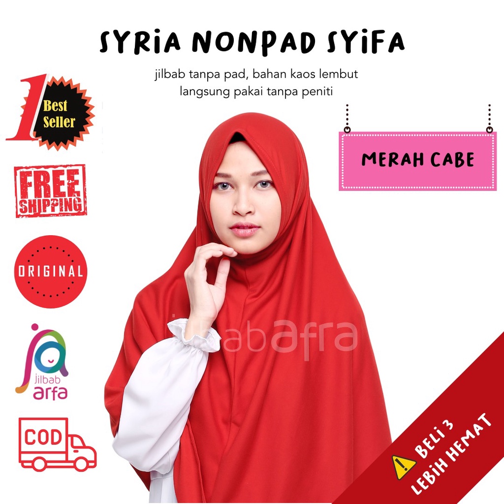 Jual Jilbab Afra Syifa Merah Cabe - Bergo Jilbab Afra - Hijab Instan ...