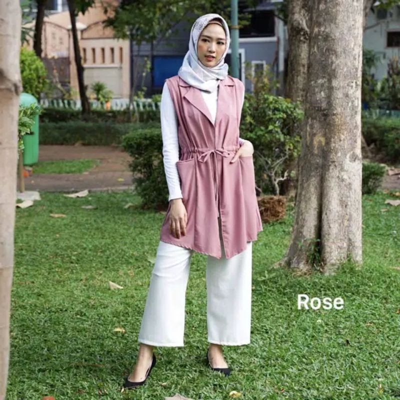 Jual (COD) Terlaris Vest kekinian Rompi Rosa cardigan saku / Vest ...