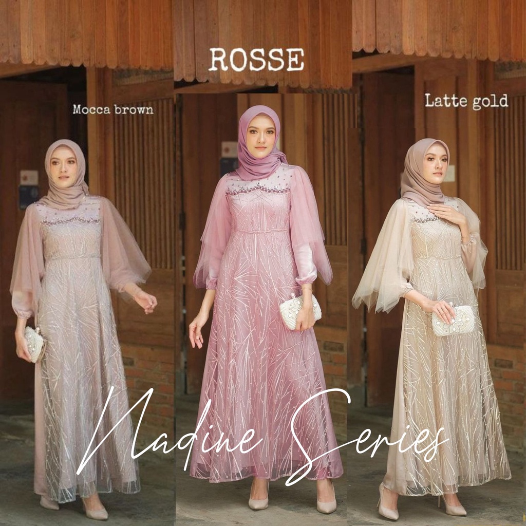 Jual TERMURAH!! NADINE DRESS BRUKAT KOMBINASI TILLE TUTU FASHION MUSLIM WANITA GAMIS LUNA JUMBO ...