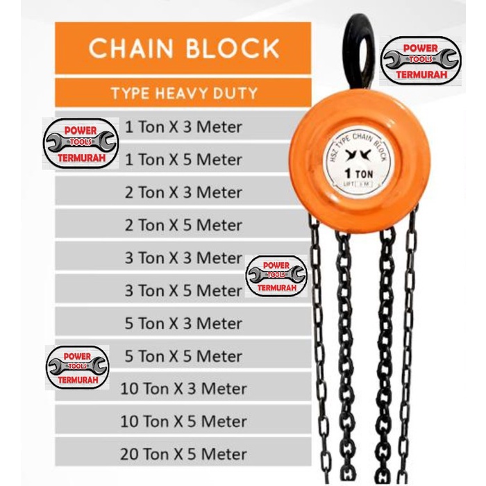 Jual Chain Block RRT 1T x 5M Takel Katrol Hoist Lift 1 Ton x 5 Meter ...