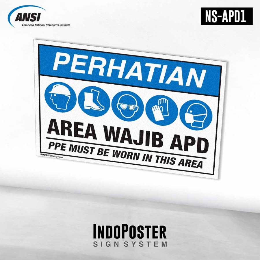 Jual Stiker K3 Safety Sign ANSI Area Wajib APD Alat Pelindung Diri PPE | Shopee Indonesia