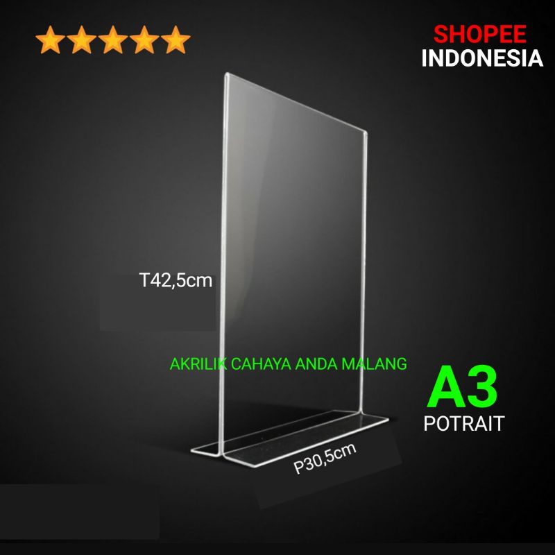 Jual TEMPAT BROSUR A3 / TENT HOLDER TENT CARD AKRILIK DISPLAY | Shopee ...