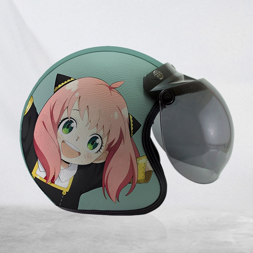 Jual Helm Bogo Retro Kulit Motif Kartun Anya Peanut Lucu SNI Ukuran Dewasa dan Anak Anak Helm ...