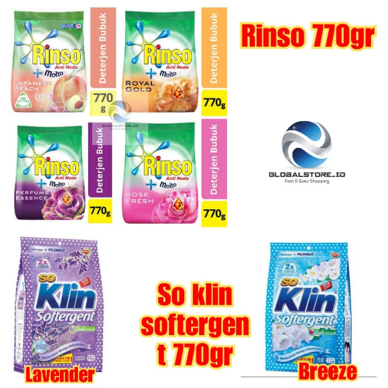 Jual Rinso detergent bubuk royal gold/ japanese peach / rose fresh ...