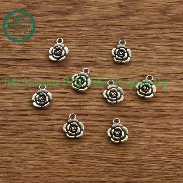 Jual Charm Bunga Mawar Liontin Titanium Bahan Gelang Kalung Kerajinan ...