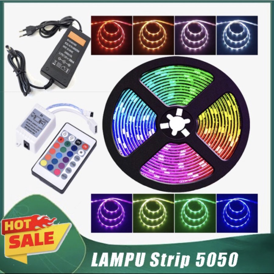 Jual Lampu Led Strip RGB Warna Warni SUPER IP44 2835/5050 5m 10m ...