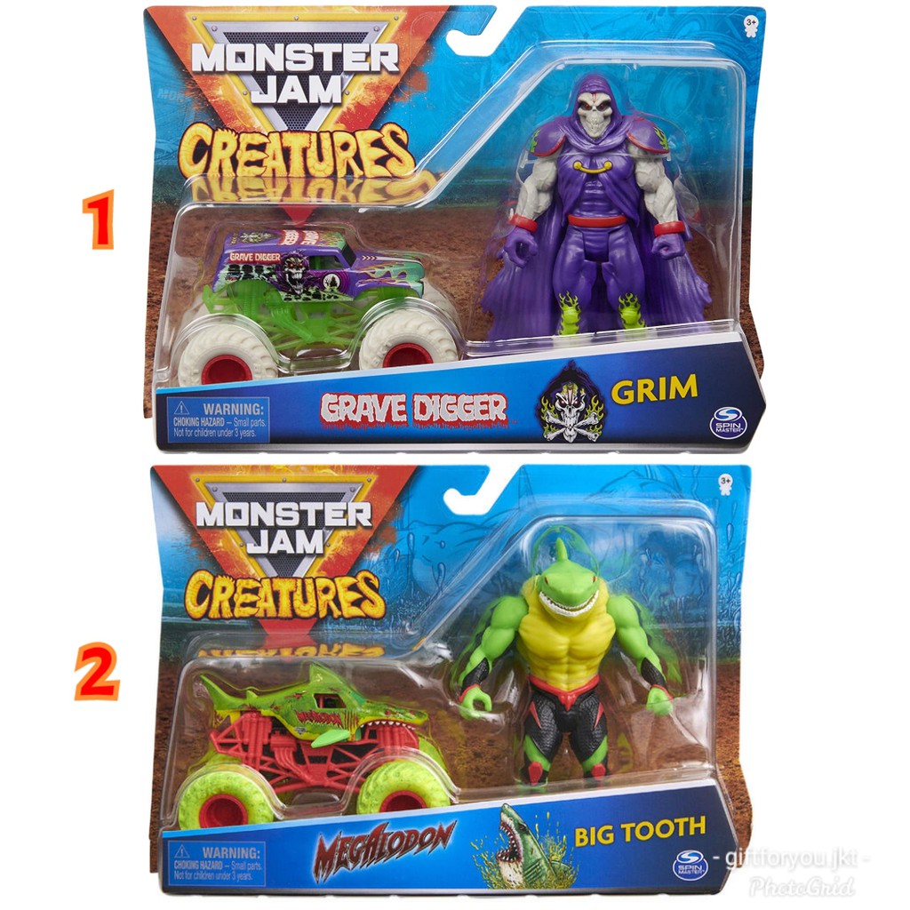Jual MJ Creatures Grave Digger Figure Grim Big Tooth Monster Truck ...