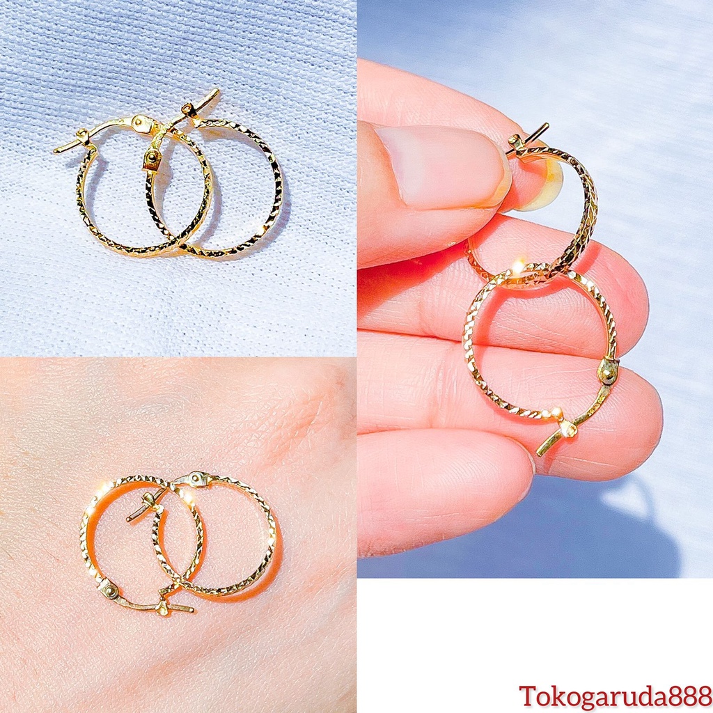 Jual Anting bulat jepit anak dan dewasa emas asli kadar 700 70 16k gipsy rosegold dewasa gipsi ...