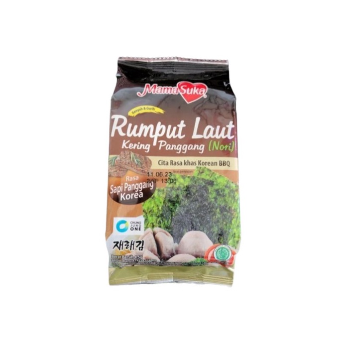 Jual MamaSuka Rumput Laut Panggang (Nori) rasa Sapi Panggang - BBQ 4,5g ...