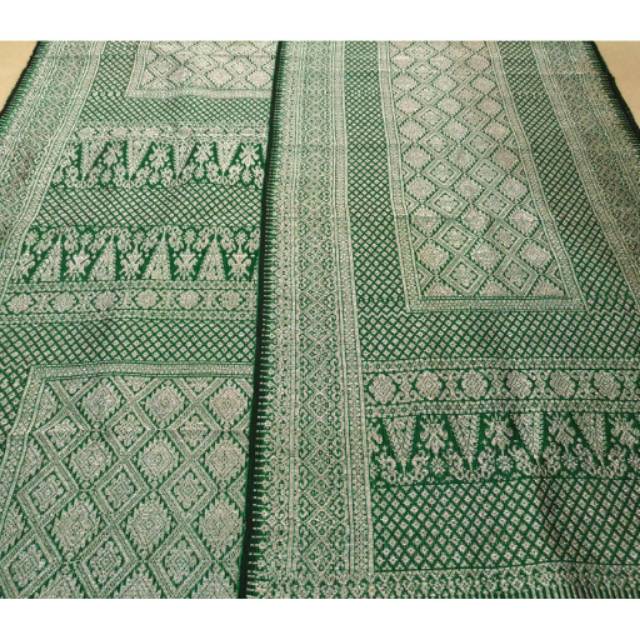 Jual Obral Songket palembang tenun motif lepus full warna HIJAU | Shopee Indonesia