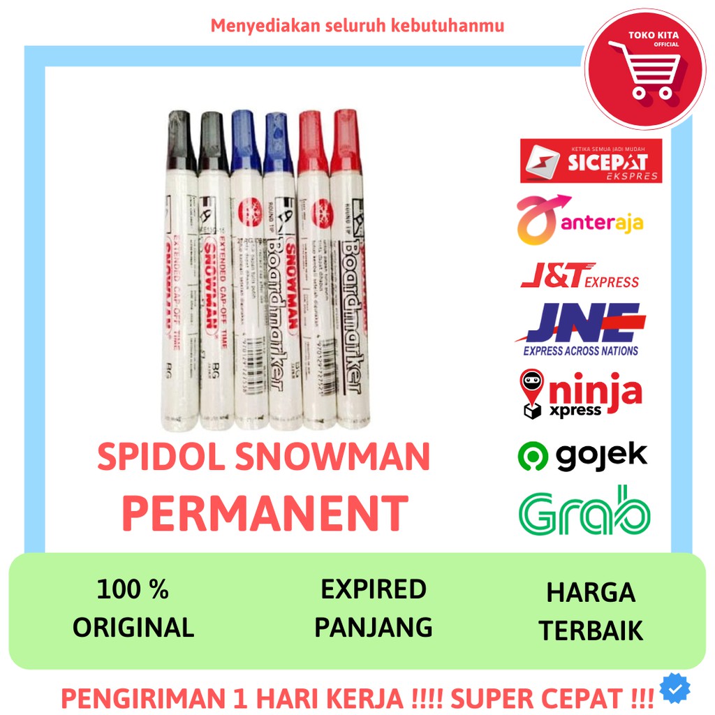 Jual SPIDOL SNOWMAN MARKER PERMANENT PERMANEN SPIDOL WHITEBOARD ALAT ...