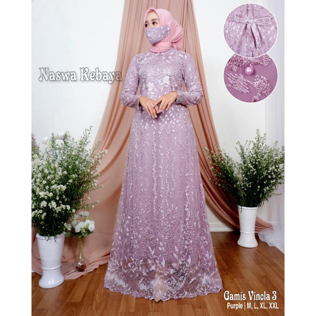 Jual MQ/GAMIS VINOLA - MATT TULLE BORDIR 3D -GAMIS PESTA KEKINIAN ...