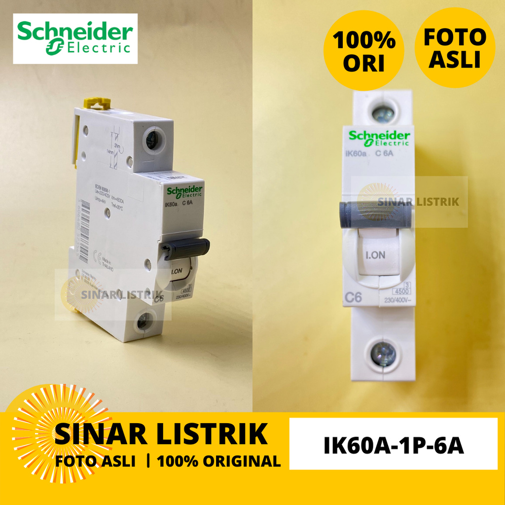 Jual SCHNEIDER MCB IK60A 1P IK60A-1PX6A 6A | Shopee Indonesia