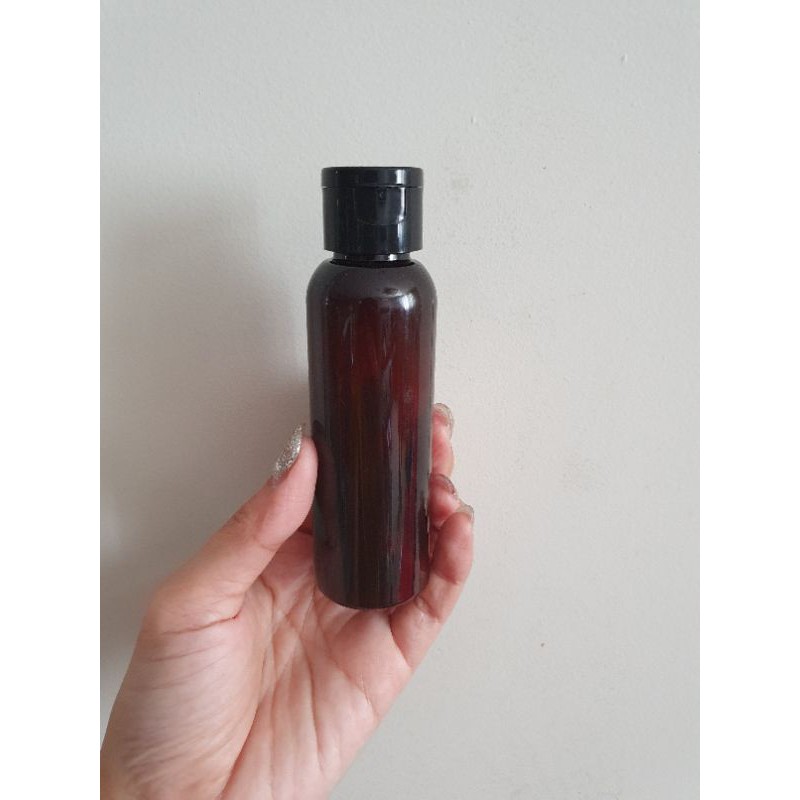 Jual Botol plastik PET coklat amber tutup fliptop hitam 100ml 60ml ...