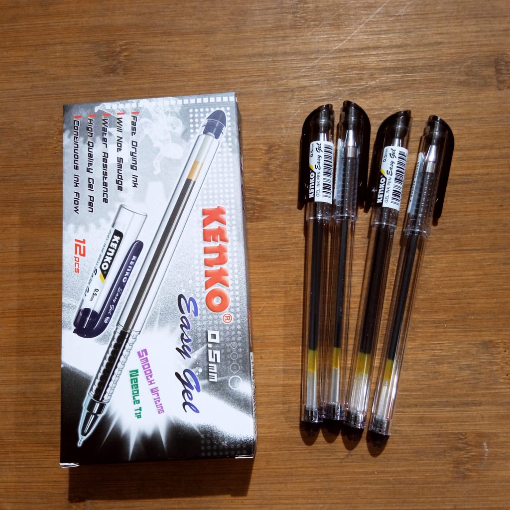 Jual GEL PEN KENKO EASY GEL / PULPEN KENKO EASY GEL 0.5 HITAM SATUAN PCS | Shopee Indonesia