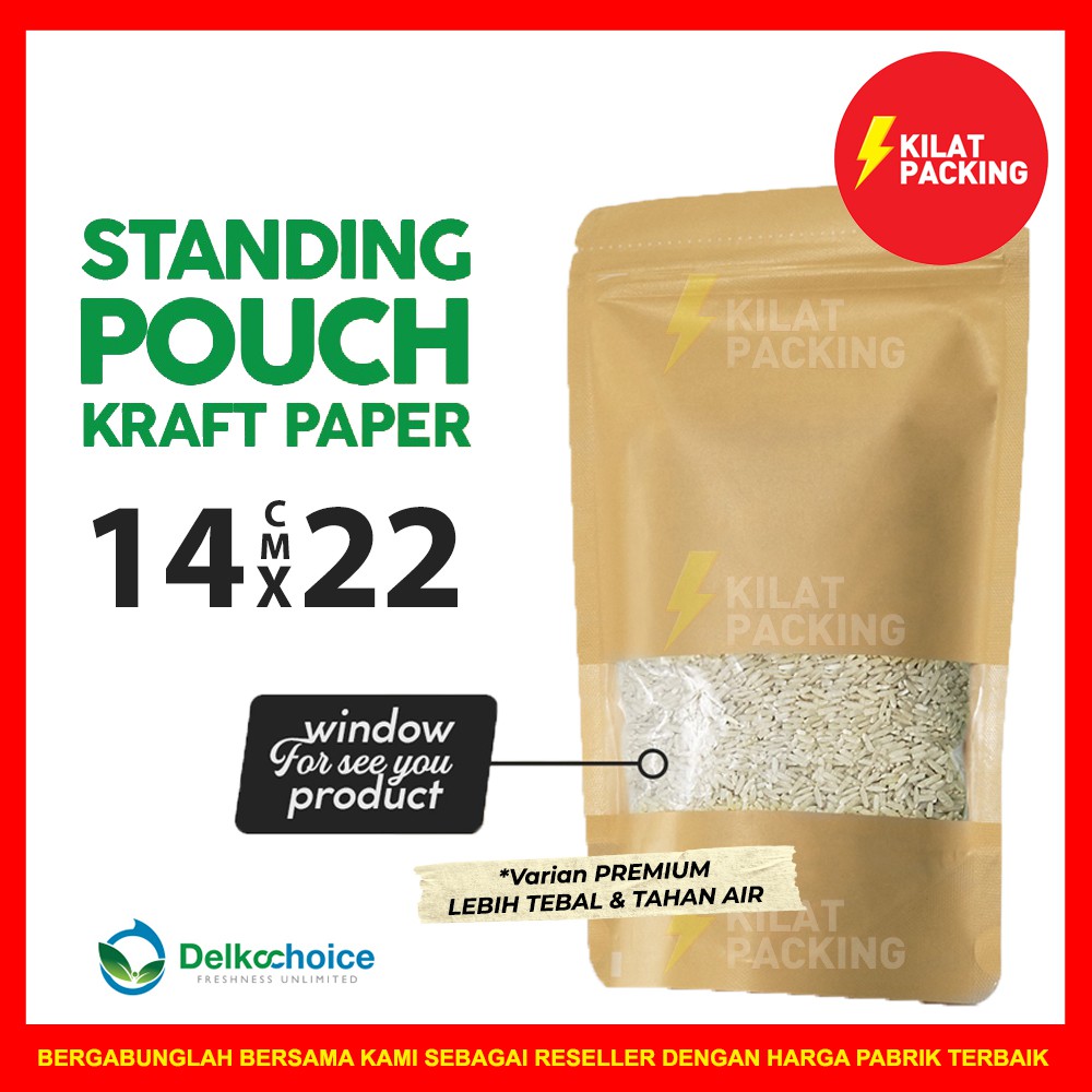 Jual STANDING POUCH KRAFT PAPER COKLAT WINDOW / PLASTIK KLIP KRAFT ...