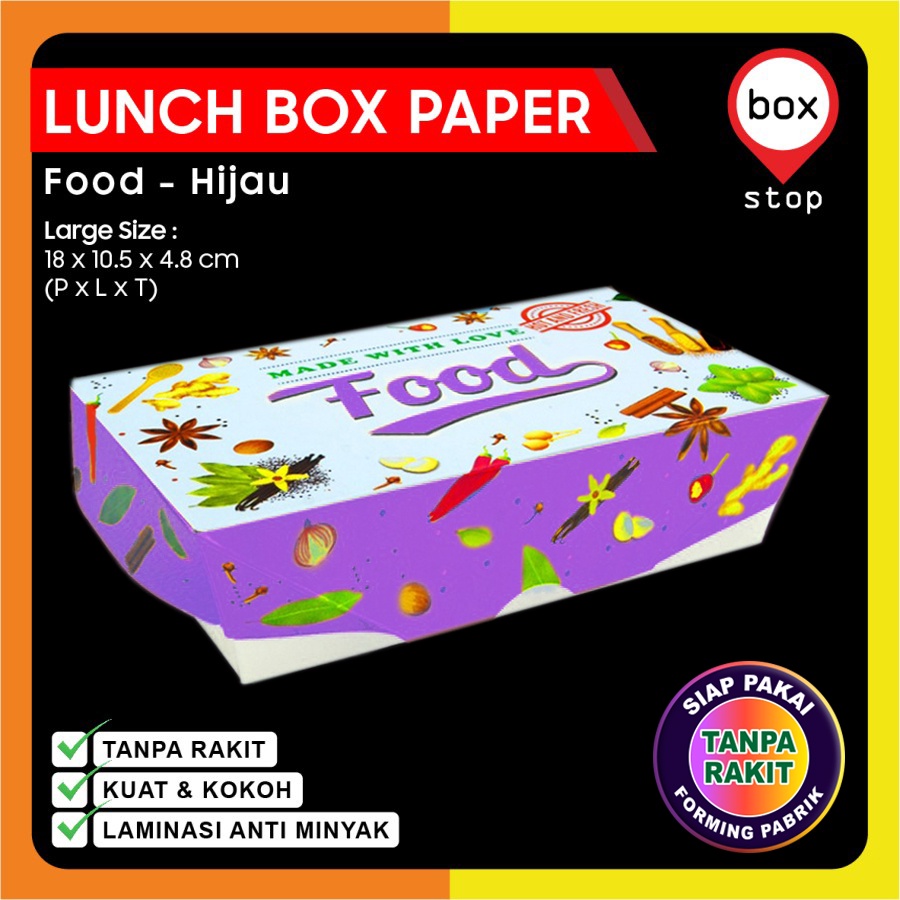 Jual Lunch Box Paper FOOD - UNGU | (L) Large ( 50 pc ) | Shopee Indonesia