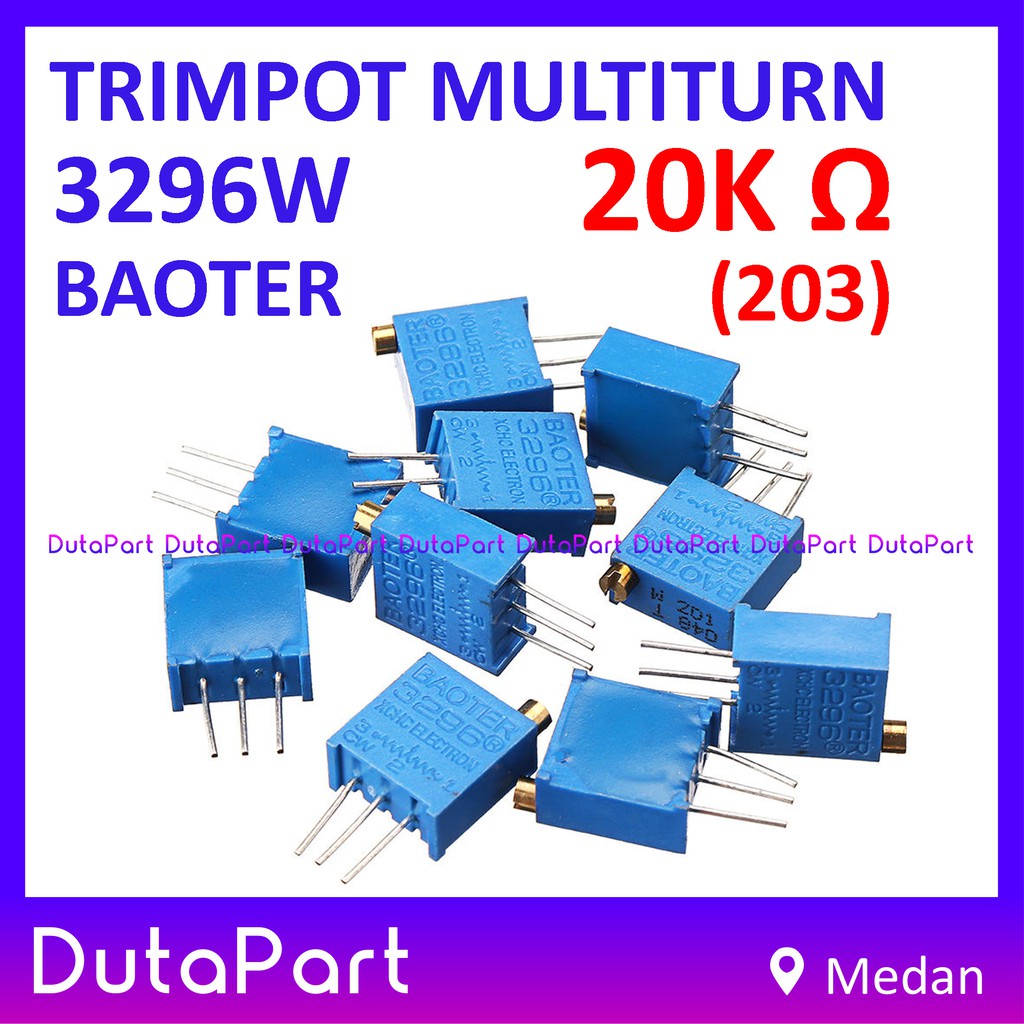 Jual Multiturn 20K Ohm Potensiometer Trimpot Trimmer Resistor 3296 ...