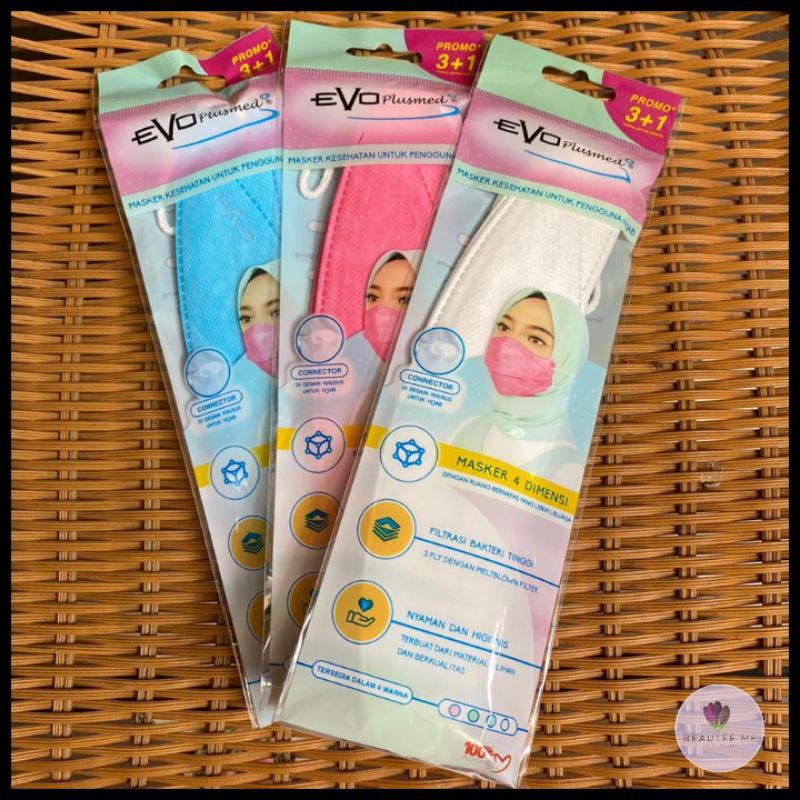 Jual Masker 4D EVO Plusmed Hijab / non Hijab 1 pack isi 4 pcs | Shopee ...