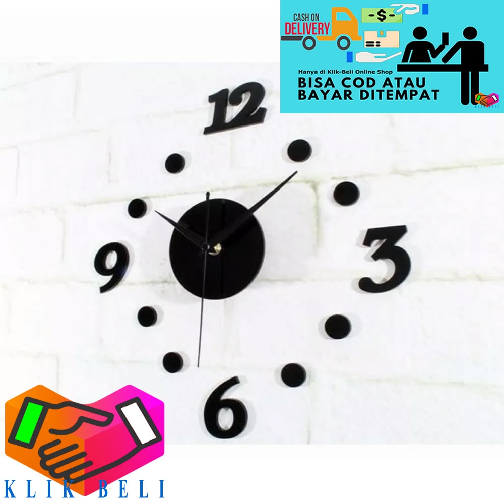 Jual Jam Dinding DIY Tempel Analog 3D Dekorasi Tembok Modern Giant Wall ...