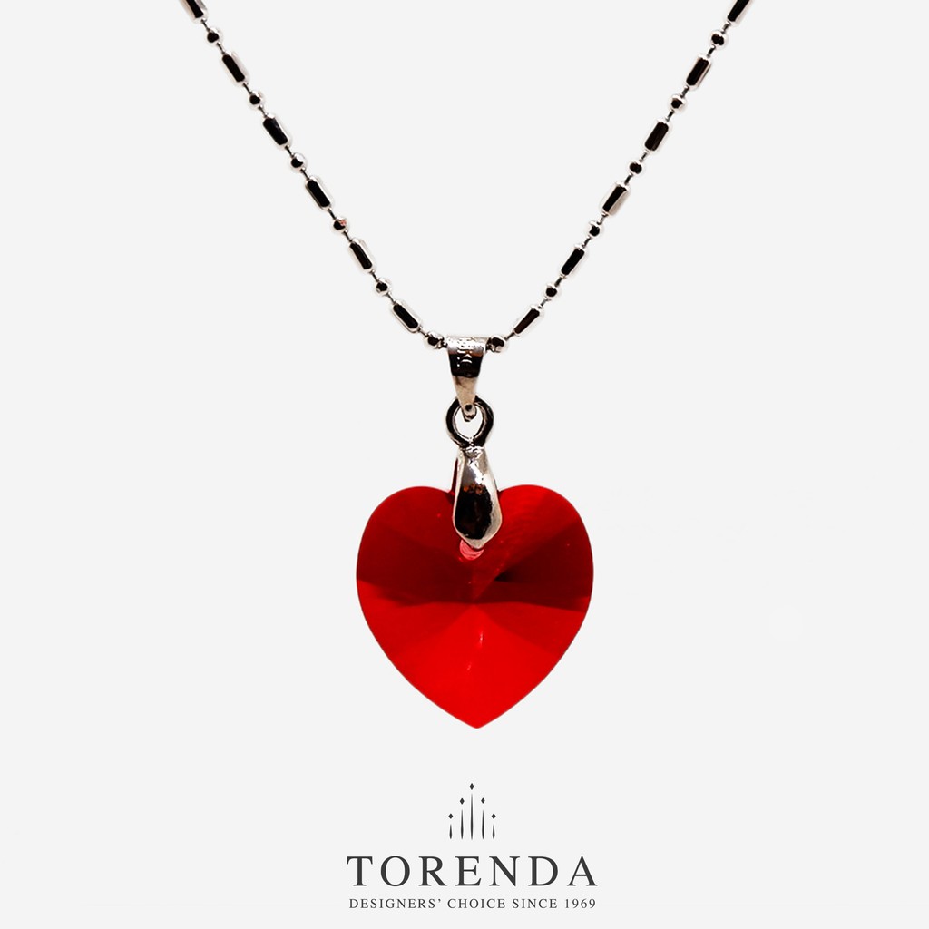 Jual Love Pendant Kalung Liontin Swarovski - Merah (Light Siam ...