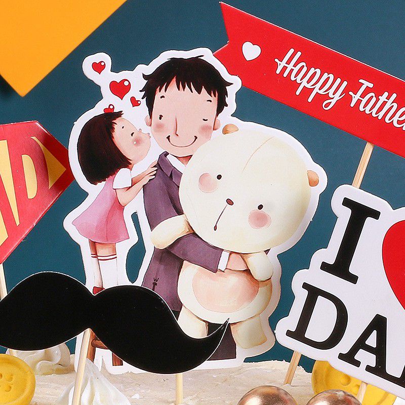 Jual CAKE TOPPER PAPER HAPPY FATHERS DAY GIRL KISS DAD I LOVE YOU HAPPY ...