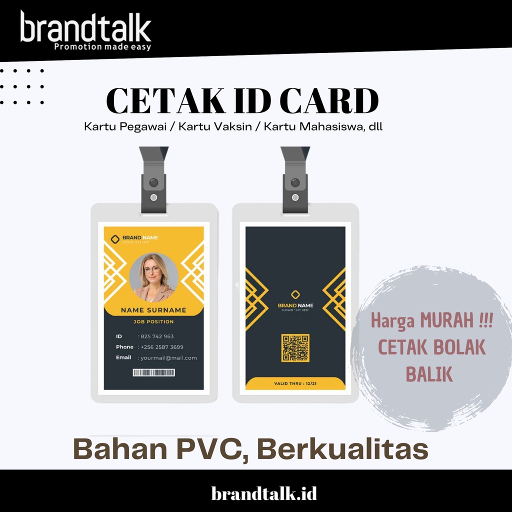 Jual Cetak Kartu ID Card / Kartu Member Card / Kartu Pegawai - Bahan ...