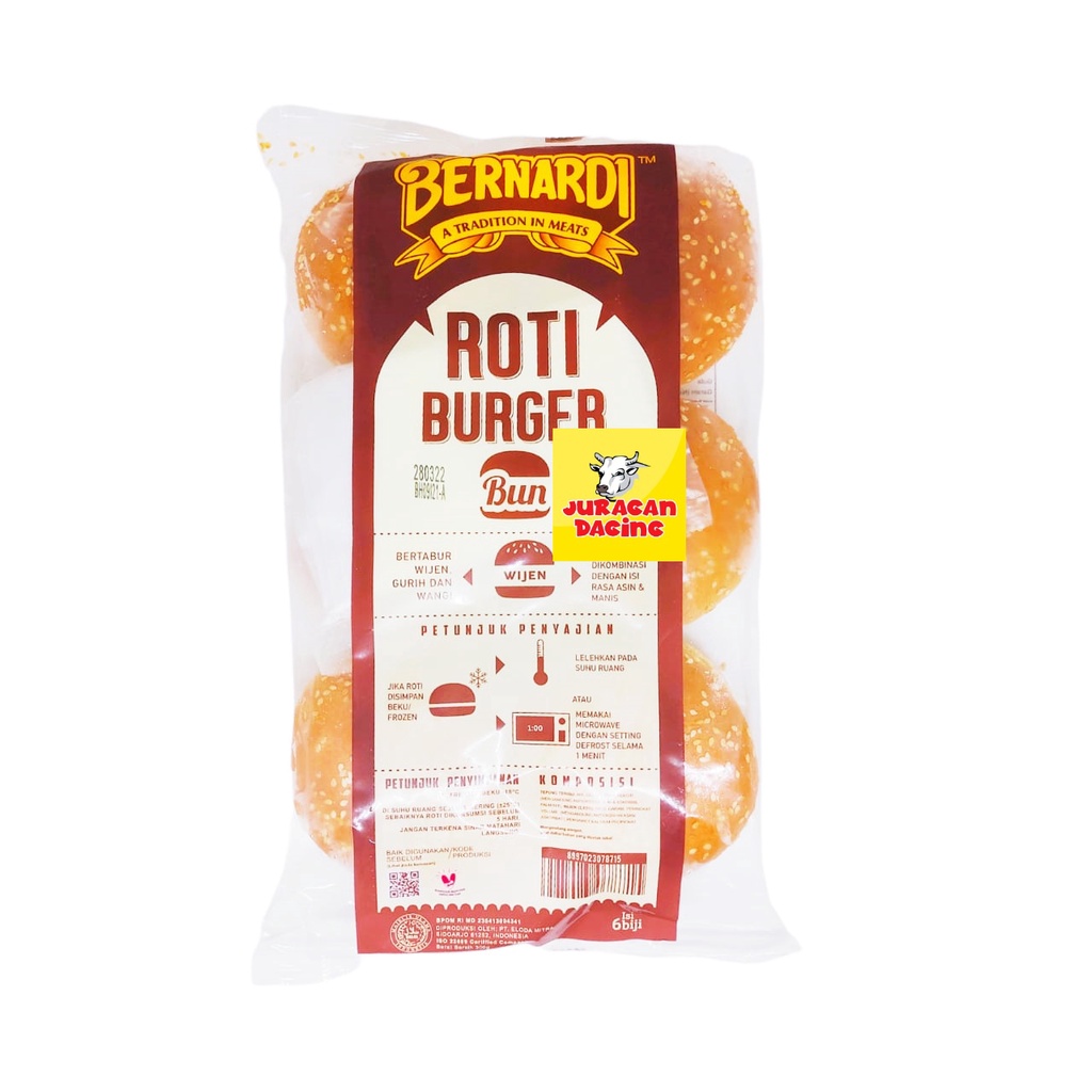 Jual Bernardi Roti Burger Bun Wijen isi 6 | Shopee Indonesia