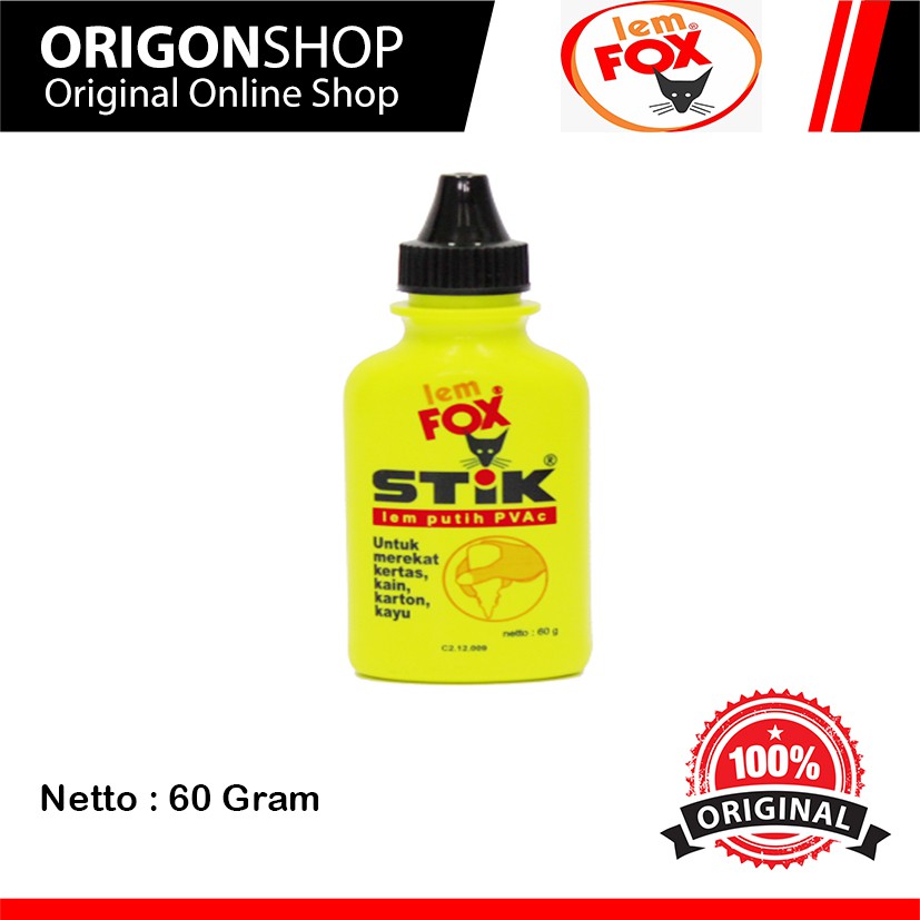 Jual Lem Fox Stik PVAc Botol 60 gram Original | Shopee Indonesia
