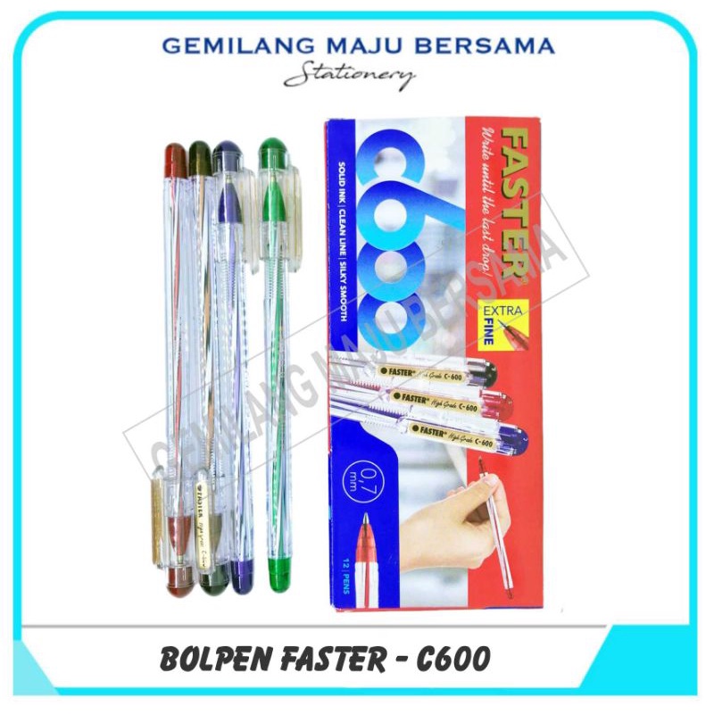 Jual Bolpen / Bolpoin / Pen Faster C600 (Harga Per Lsn = 12bh) | Shopee ...