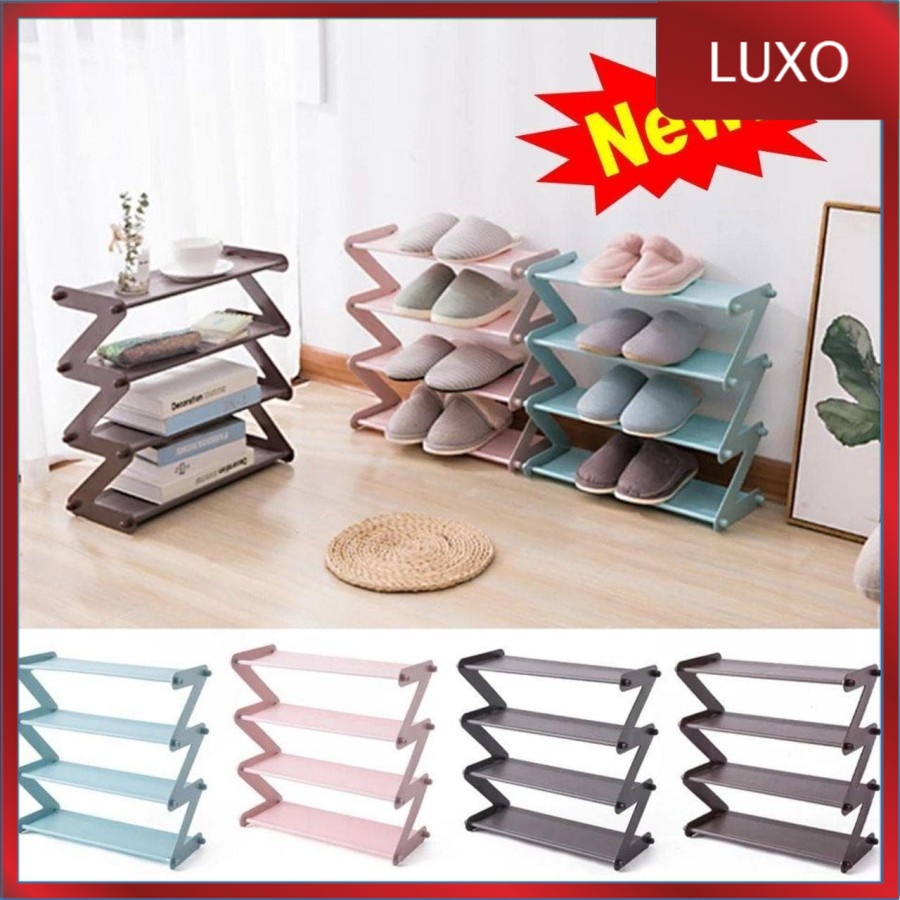 Jual LUXO - RPT431 Rak Sepatu 4 Susun Zig Zag Shoe Rack Sandal Holder Rak Buku Serbaguna Storage ...