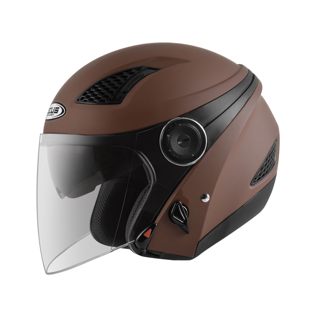 Jual ZEUS ZS 610 MATT BROWN DOFF HALF FACE DOUBLE VISOR | Shopee Indonesia