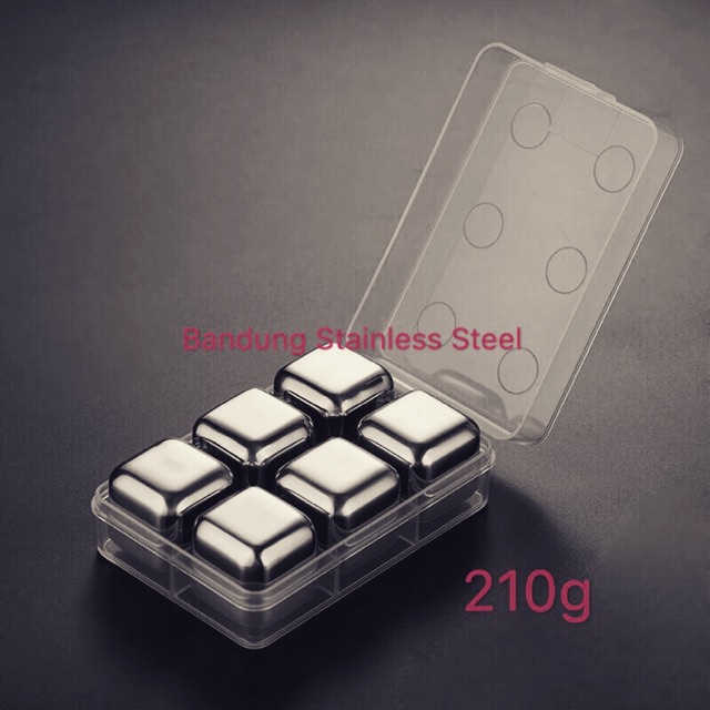 Jual 6 pcs Ice Cube Stainless Steel sus 304 Food grade Es Kotak ...