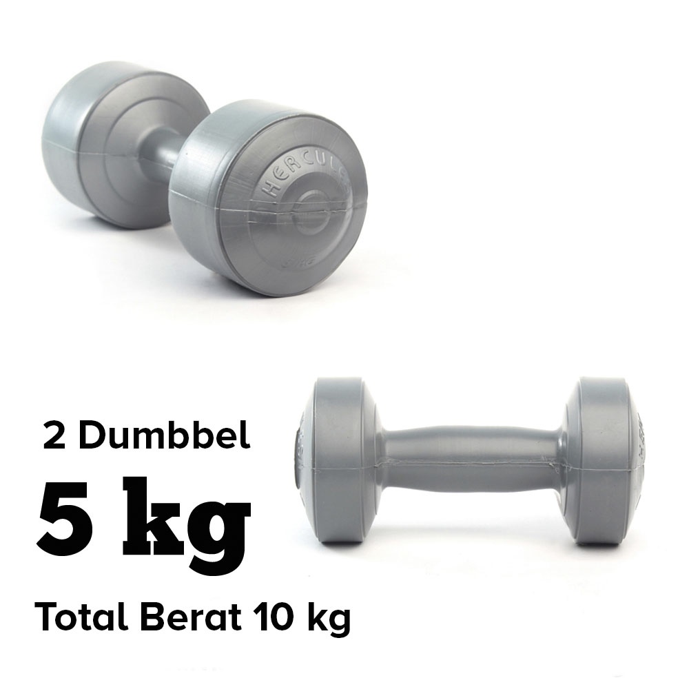 Jual Barbel dumbbel Hercules stamina 5 KG - 2 pcs ( total berat 10 kg ...