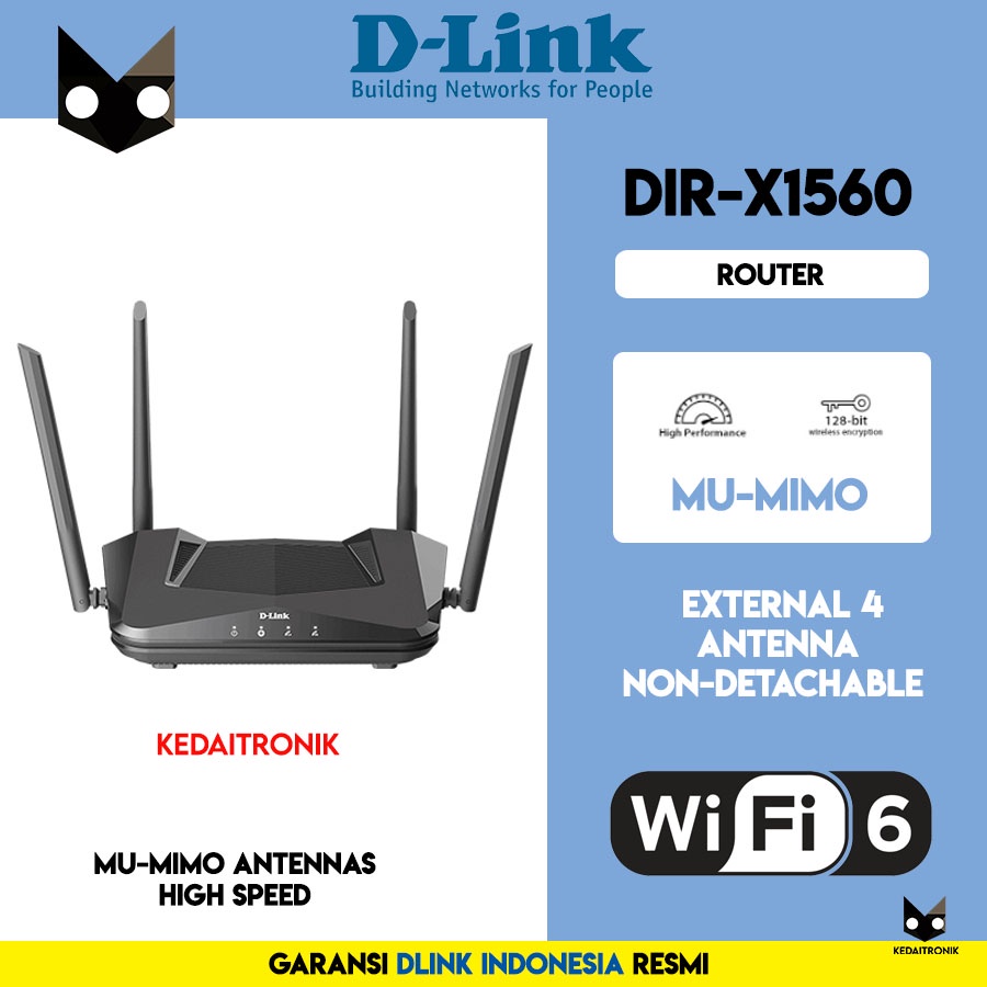Jual NEW !! Dlink Router WiFi 6 AX1500 DIR X1560 EXO MU MIMO Antennas ...
